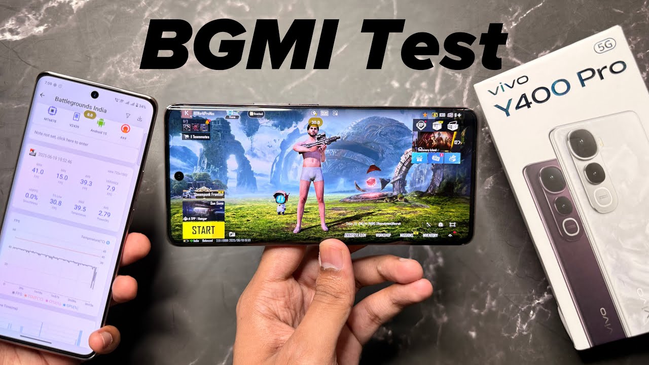Vivo Y400 Pro 5G BGMI Test with FPS Meter 🔥 Battery Drain & Heating ...