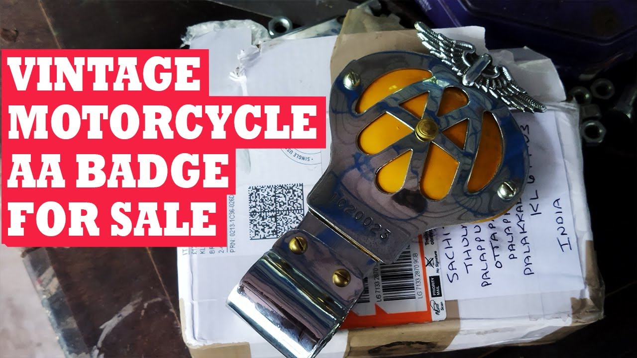 VINTAGE MOTORCYCLE AA BADGE FOR SALE - YouTube
