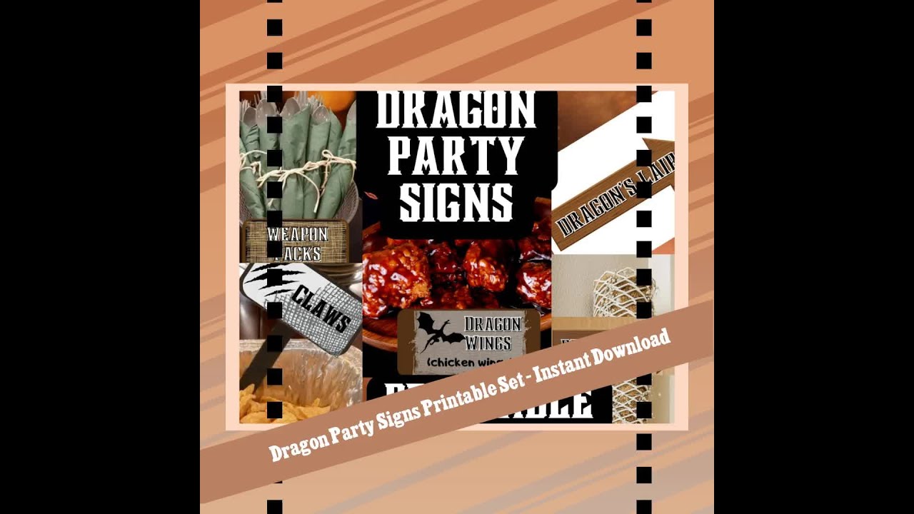 Dragon Party Signs Printable Set - Instant Download - YouTube