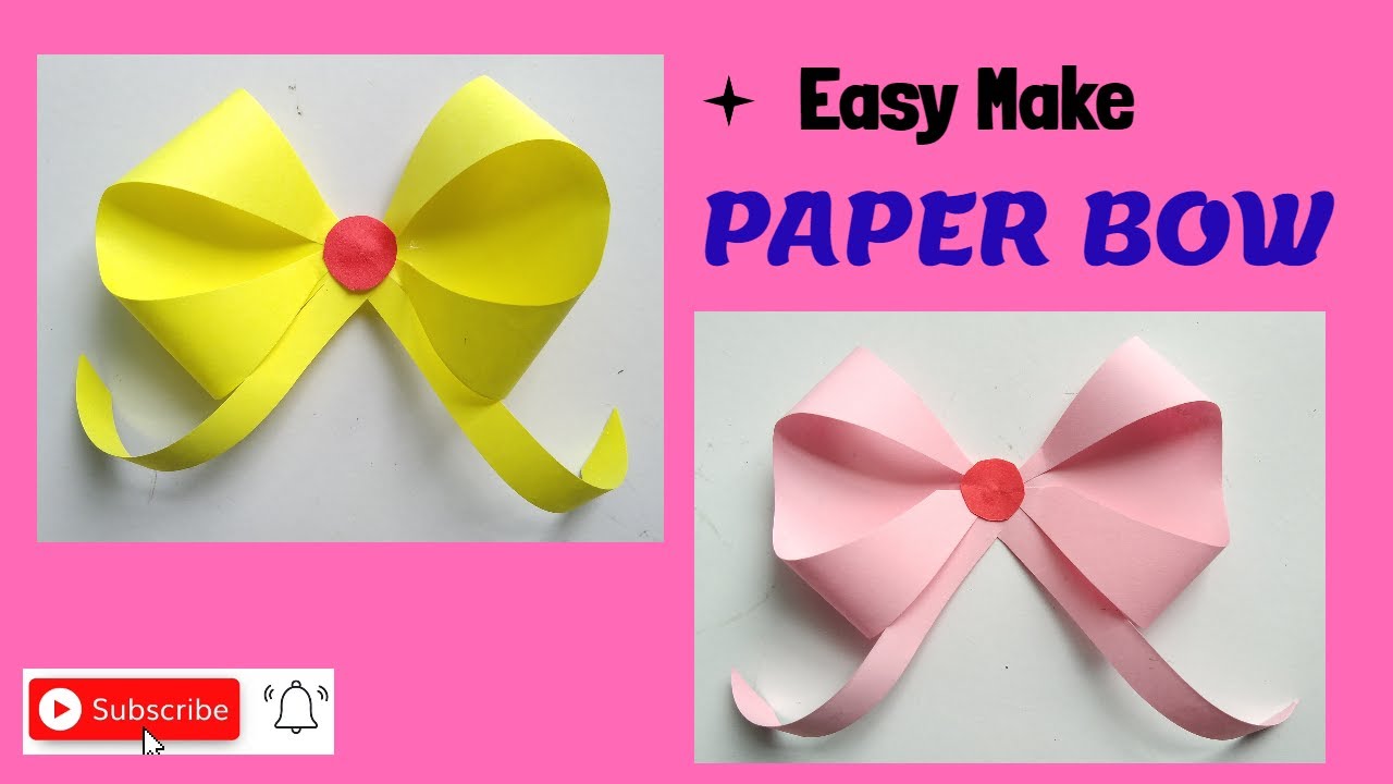 paper bow | easy paper bow making | how to make paper bow | paper craft ...