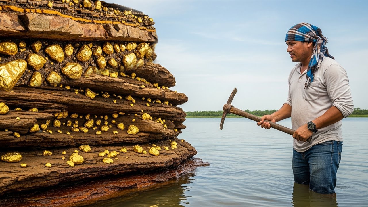 wow, the discovery of gold statues and gold bars - YouTube