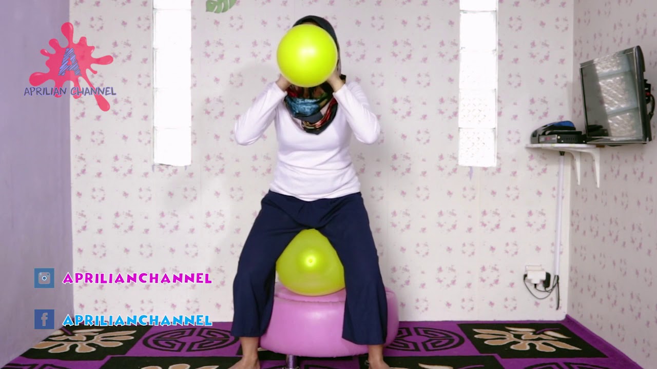 Challenge TIUP & DUDUKIN balloon kuning - Blow & SIT TO POP yellow ...