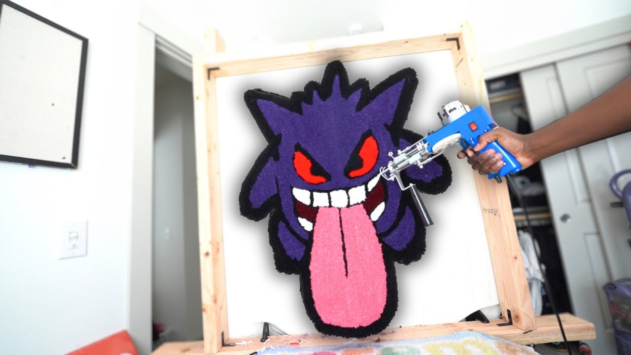 Rug Tufting | Gengar from Pokémon | START TO FINISH - Chill ASMR - YouTube