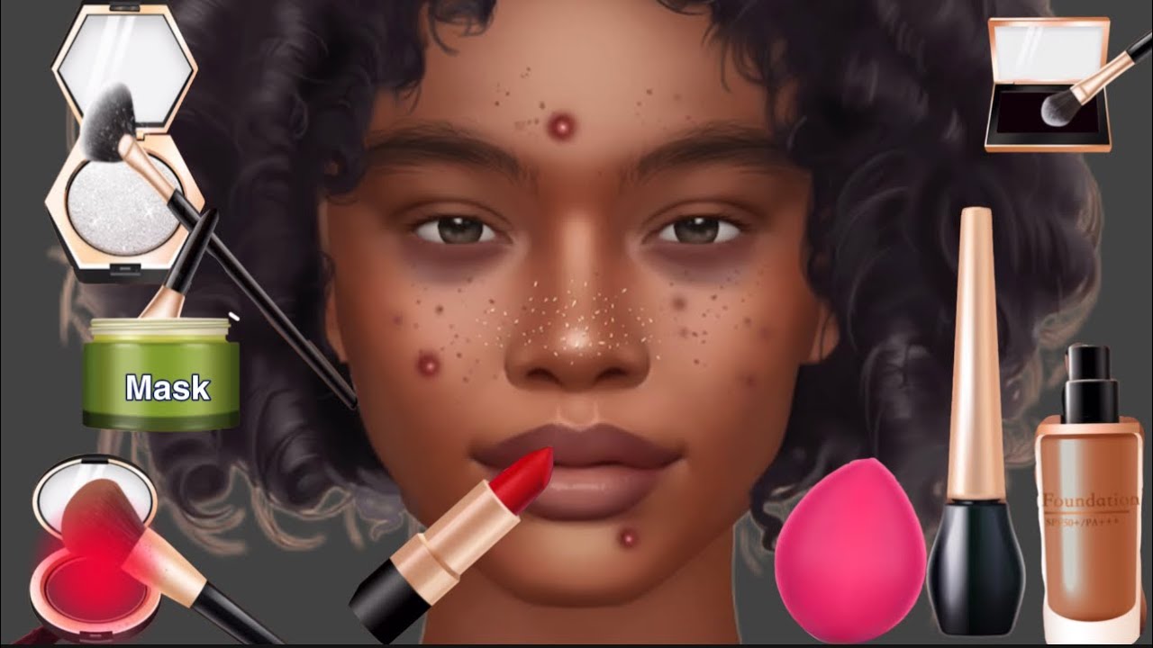 Asmr! Satisfying video! Makeup animation with a face mask a skin ...