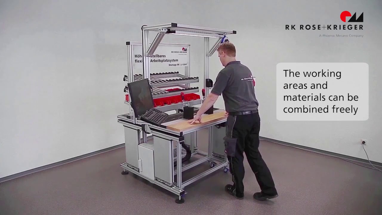 LEAN work benches height adjustable - YouTube