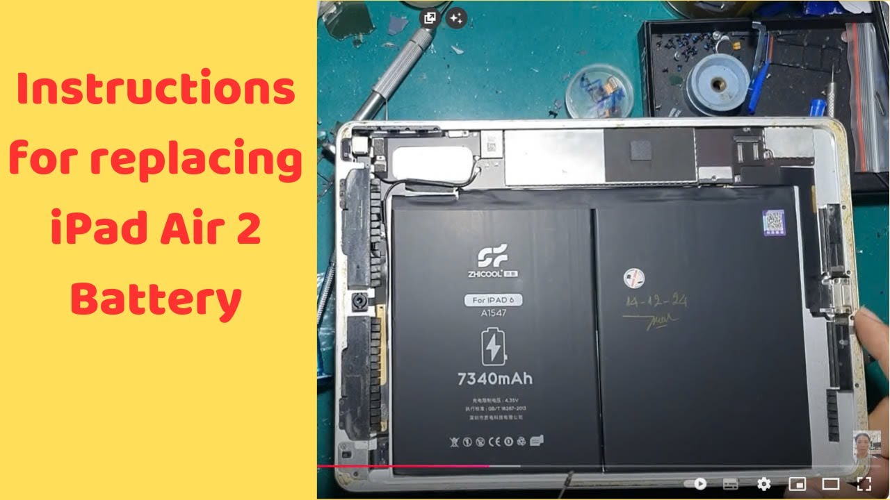 Instructions for replacing iPad Air 2 Battery - YouTube