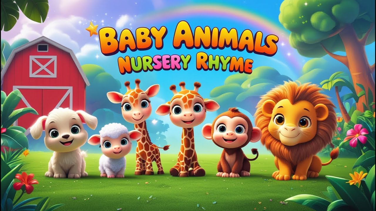 Baby Animals Nursery Rhyme | Learn Baby Animal Names with Fun Animation ...