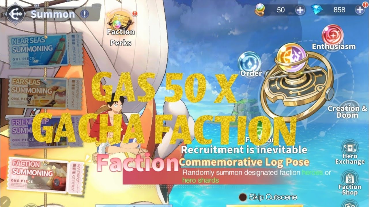 GACHA 50 FACTION DWlEMI LUFFY NIKA B12 || ONE PIECE GRANDLINE VANGUARD ...
