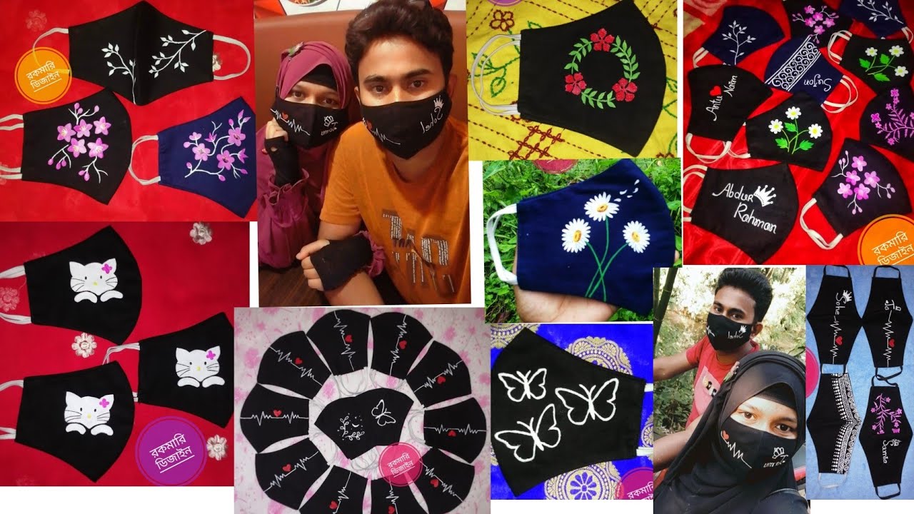 Hand paint mask Design / হেন্ড প্রিন্ট মাক্স ডিজাইন /ফেসবুক পেইজ # ...