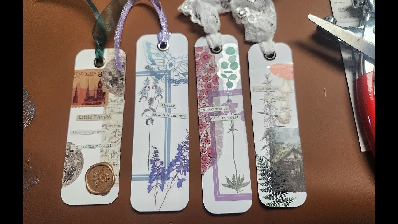 creating four simple junk journal bookmarks - YouTube