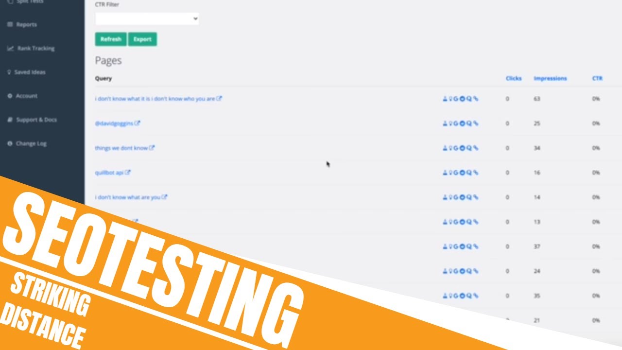 Striking Distance Keywords on SEOTesting | SEO Testing Tool - YouTube