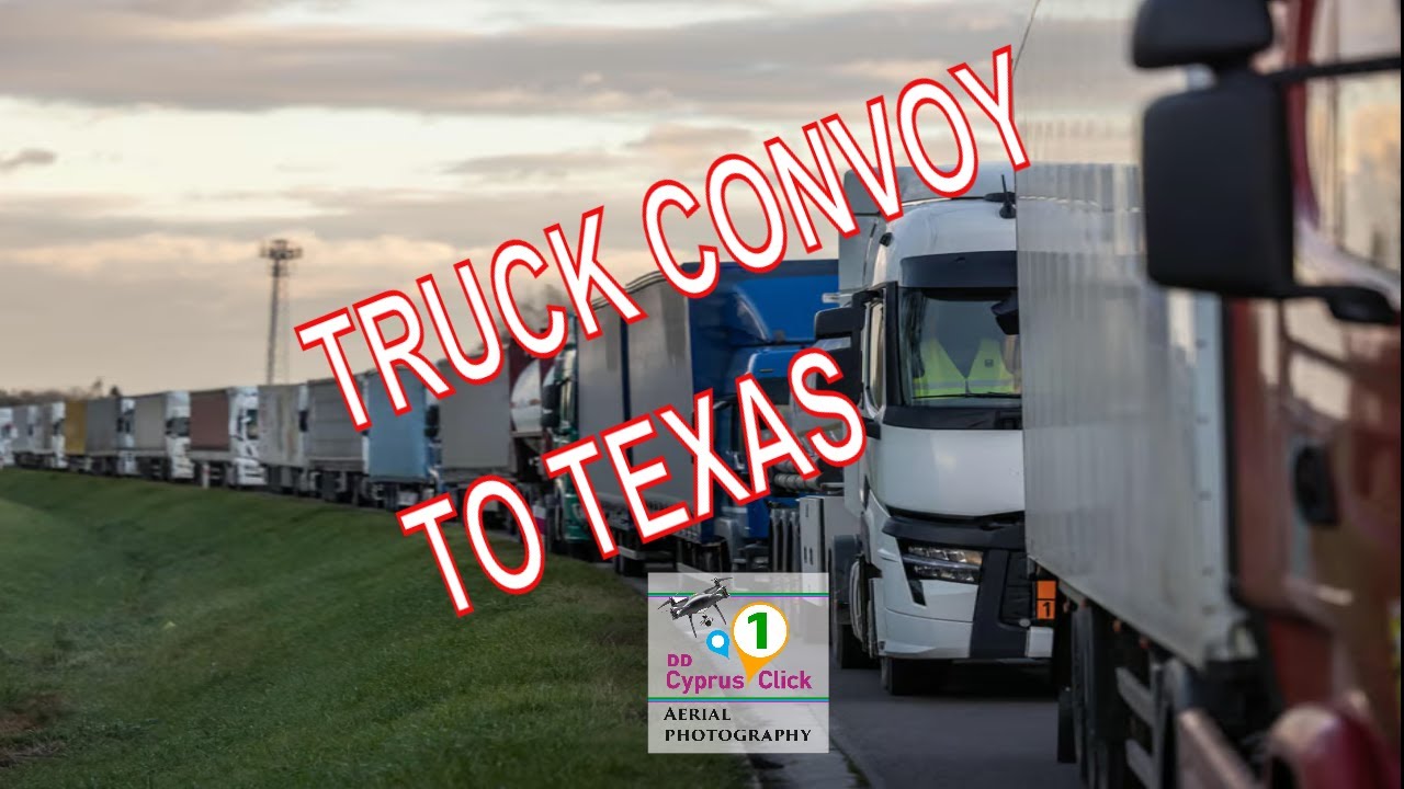 USA Texas : Trucker convoy en route to the Texas border holds a rally ...