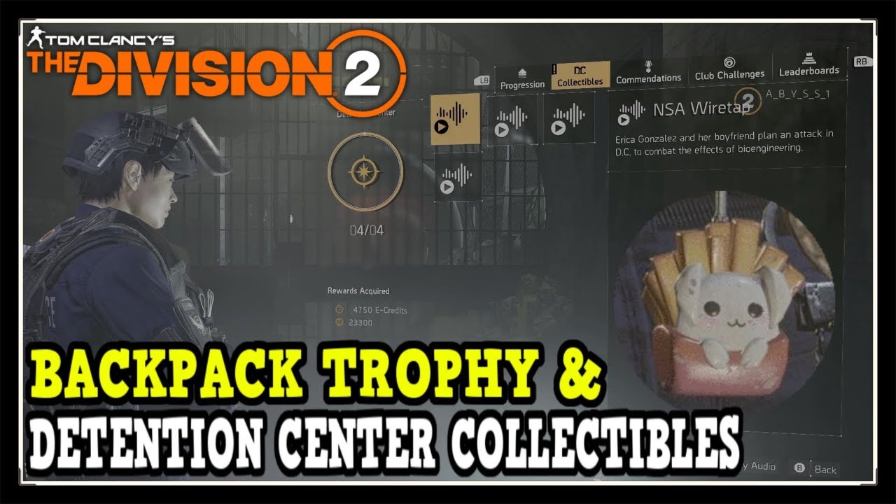 Division 2 Detention Center Collectibles & Fries Backpack Trophy ...