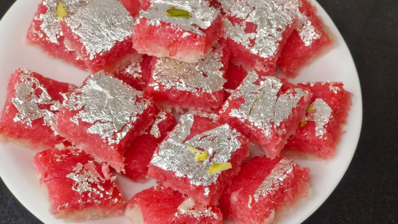 Rose coconut barfi recipe | ना मावा ना चासनी सिर्फ 20 मिनट में एक कप ...