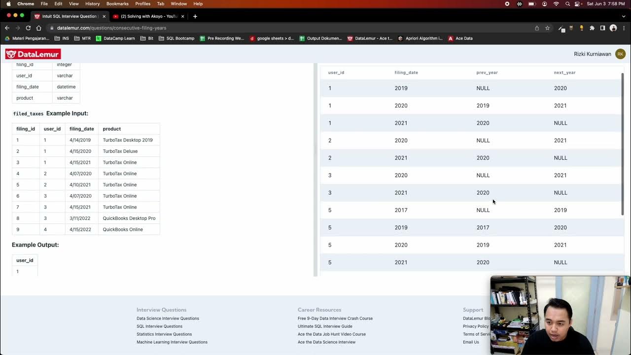 Solving Consecutive Filing Years [Intuit SQL Interview Question] - YouTube