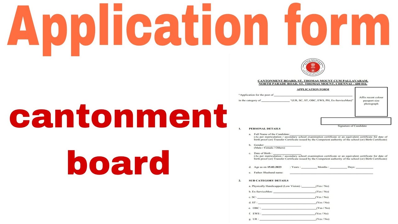 How to fill cantonment board application form... full details - YouTube