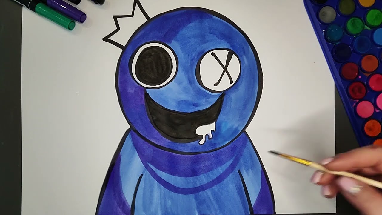 🌈 How to Draw & Color a Blue from Rainbow Friends 🌈 ART-Domik ️Tutorial ...