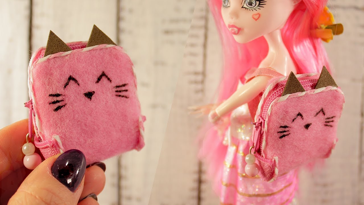 It's AMAZING DIY!!! Miniature Cute Pink Backpack for Doll - YouTube