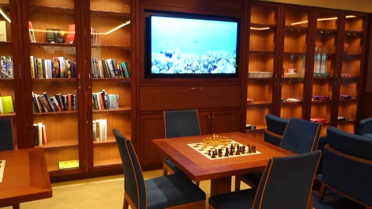 Carnival Vista Walk Through Library Lounge opening onto deck - YouTube