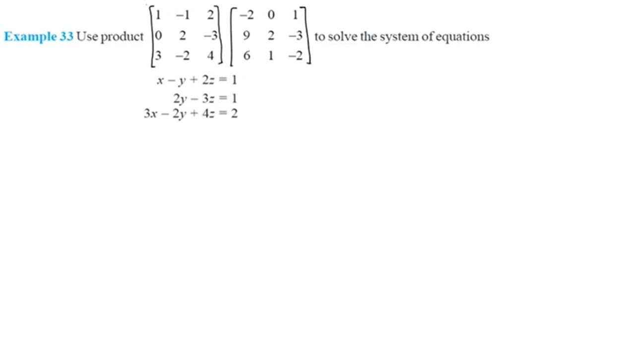 System of equations | Example 33 | Class 12th [Hindi] - YouTube