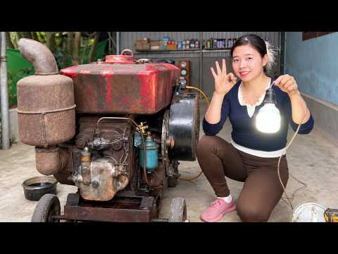 [FULL VIDEO] Genius Girl Repairs Abandoned 24HP Diesel Engine For Old Farmer