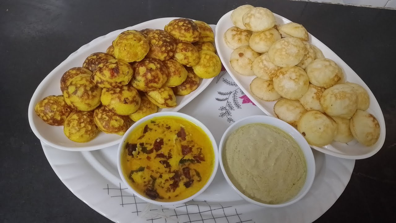South Indian recipe masala appam coconut chutney and peanut chutney ...