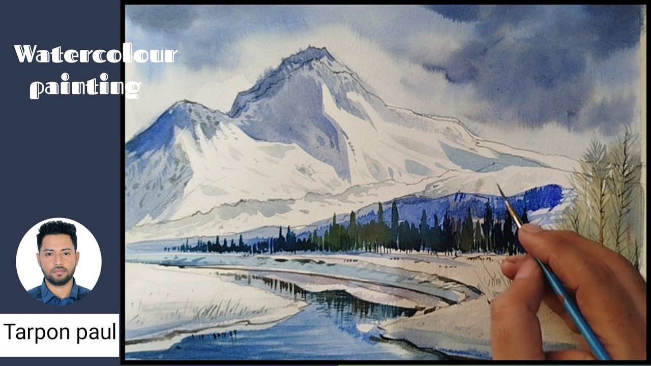 mountain easy watercolor painting tutorial || mountain watercolor ...