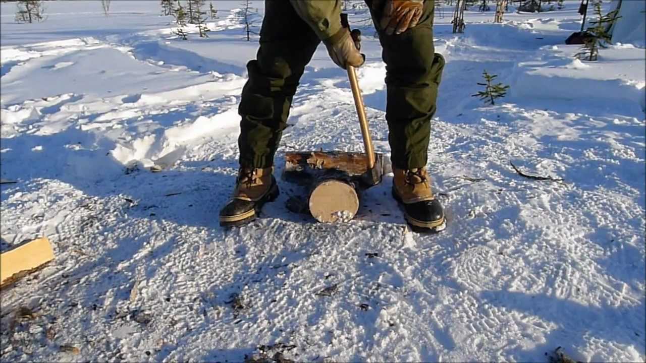 Axe Techniques: Firewood Splitting On Snow - YouTube
