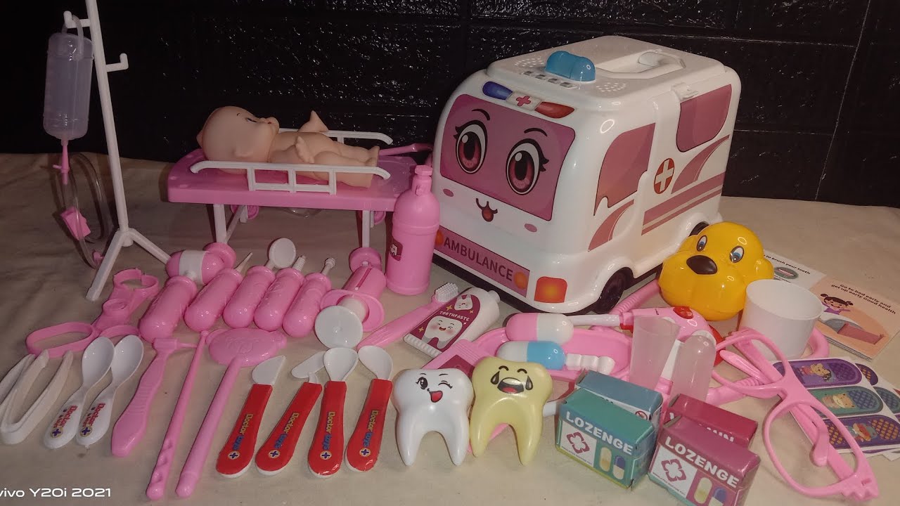 13:44 Minutes Satisfying with Cute Pink Ambulance Doctor Playset|| ASMR ...