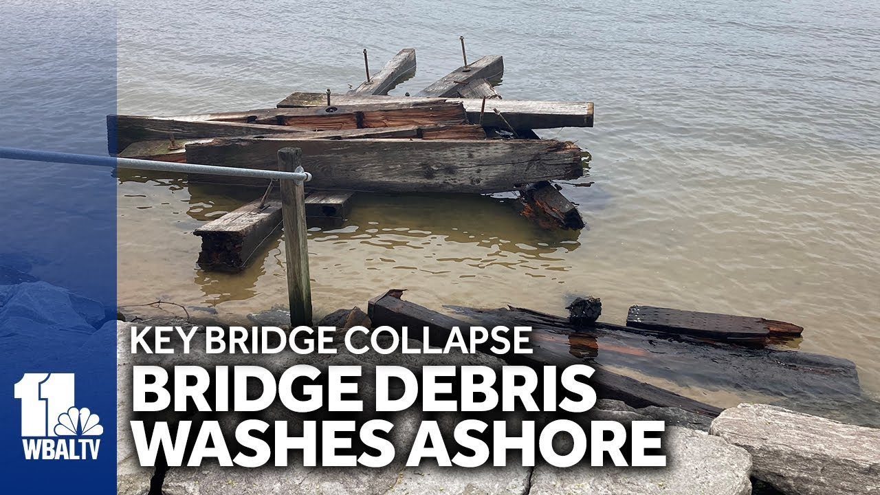 Key Bridge collapse debris washes ashore - YouTube