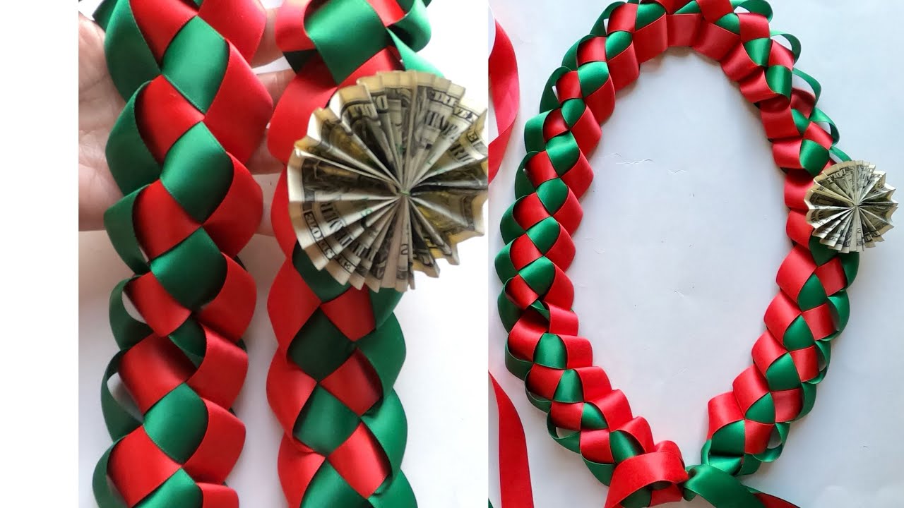 手作毕业丝带花环-毕业花环和钱折花主意-DIY Graduation Ribbon Leis with Money (Easy) - YouTube