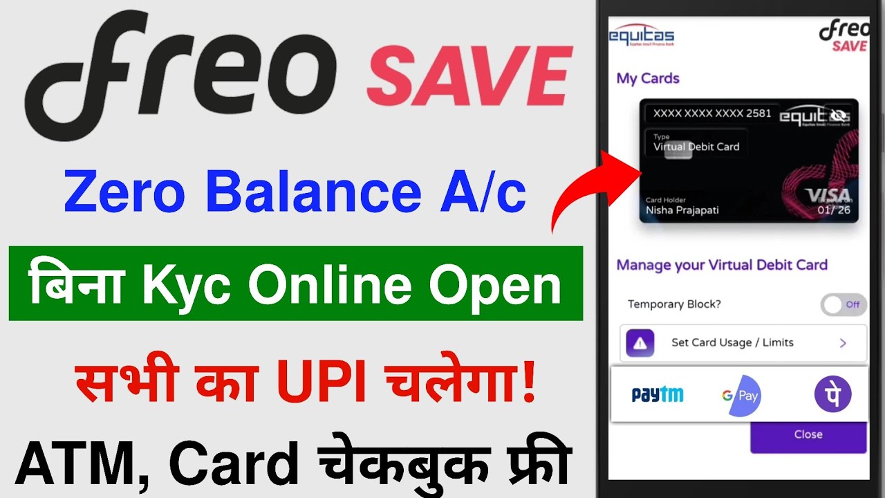 without kyc freo save zero balance account open | how to open freo save ...