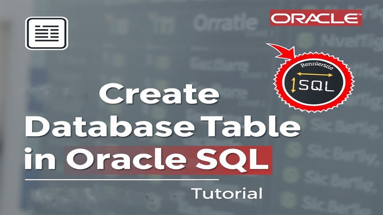 Create Table In Oracle Sql Youtube 2597