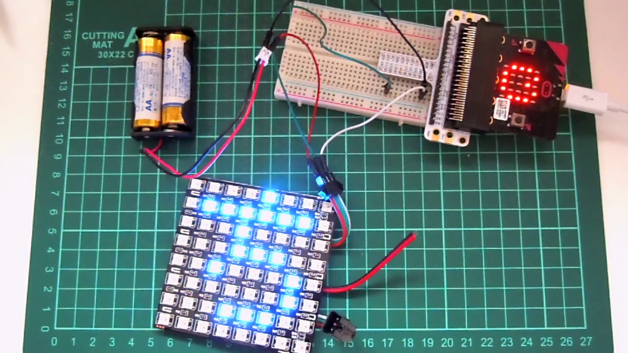 micro:bitで豊四季Tiny BASIC Neopixelで文字の表示 - YouTube