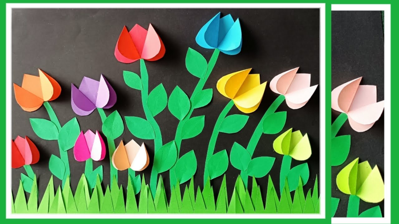 Cara Membuat Origami Bunga hiasan dinding kelas mudah || DIY origami ...