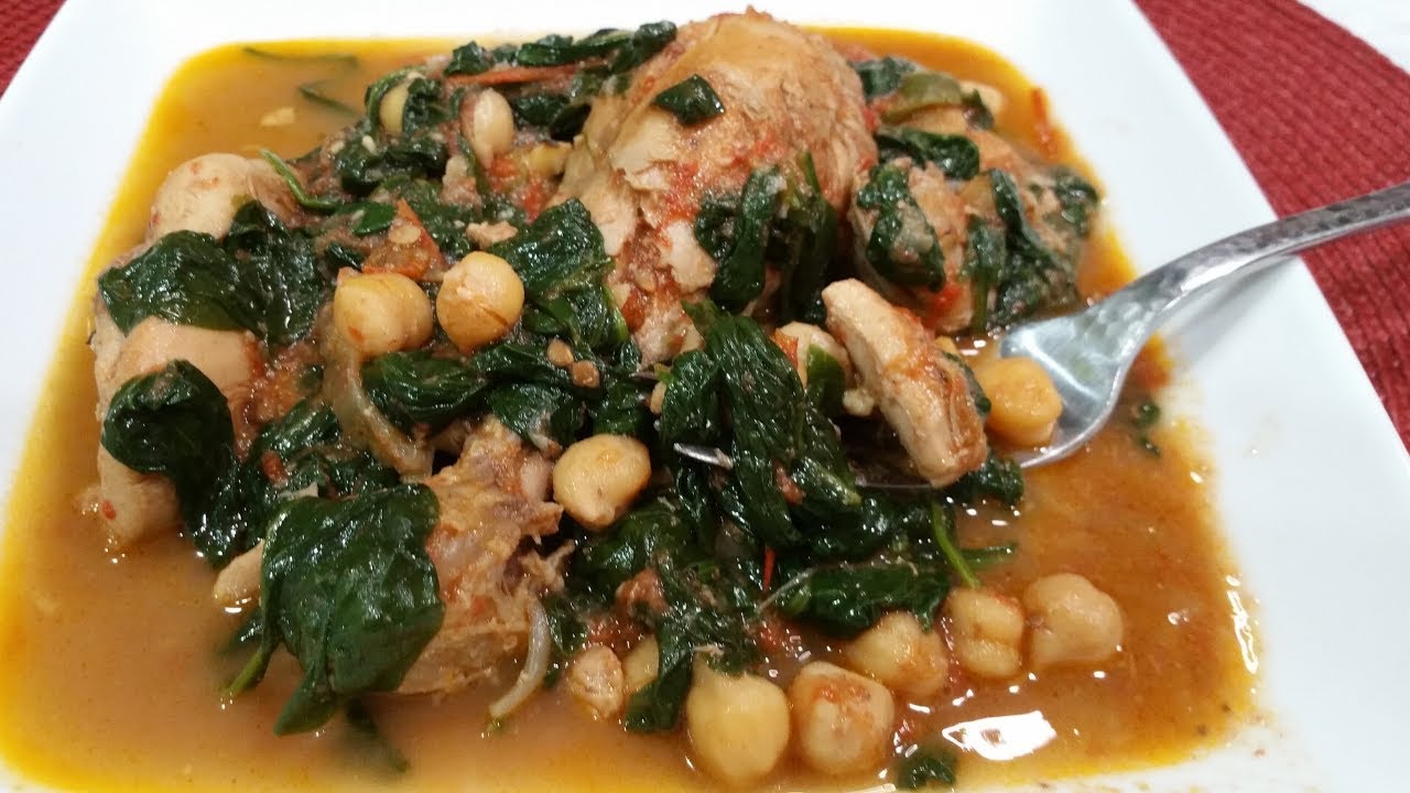 Cómo Hacer Pollo con Garbanzos y Espinacas Fácil y Delicioso - YouTube
