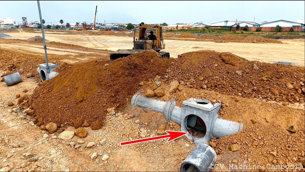Experience Operating Of Showing Skills Bury The Twin Sewer System Dozer ...