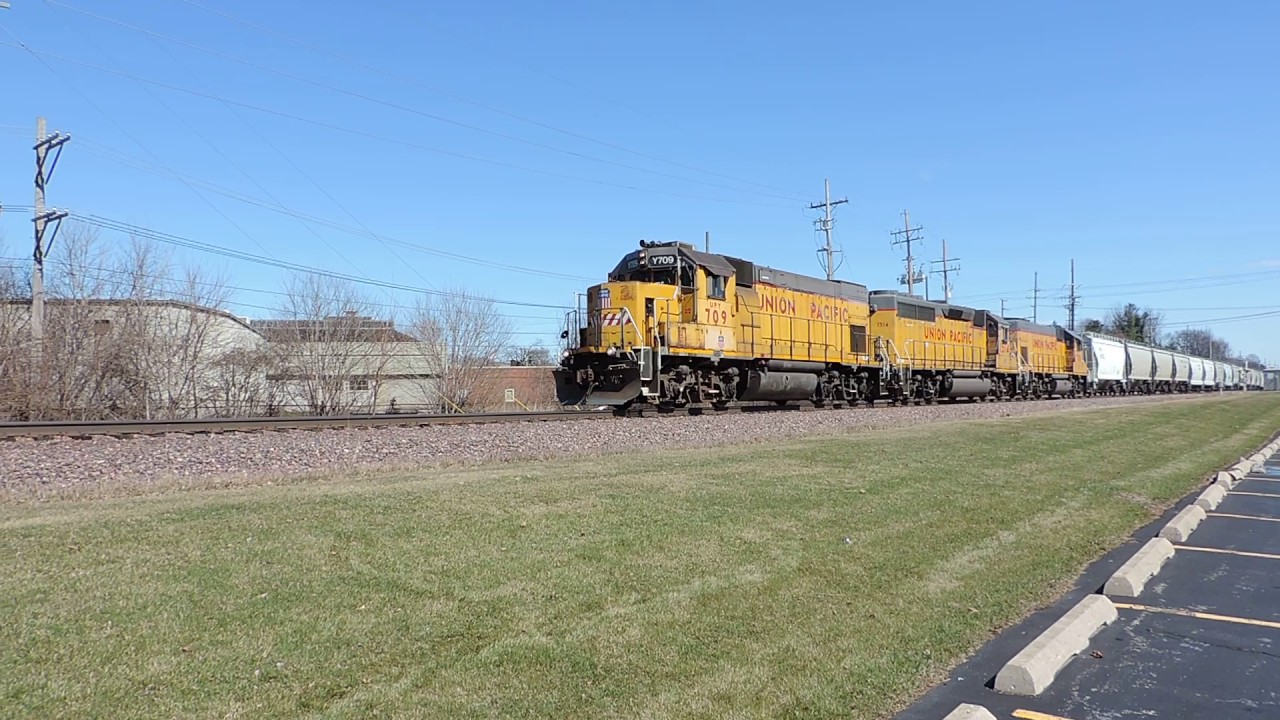 UPY 709 leads the Troy Grove sub local west on the Geneva sub in Geneva ...