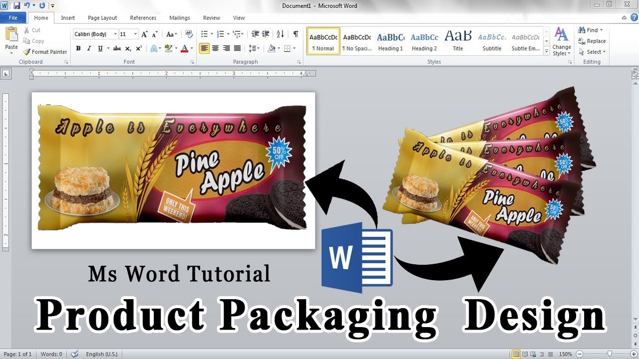 MS WORD TUTORIAL || Product Packing Design in ms word || Biscuit ...