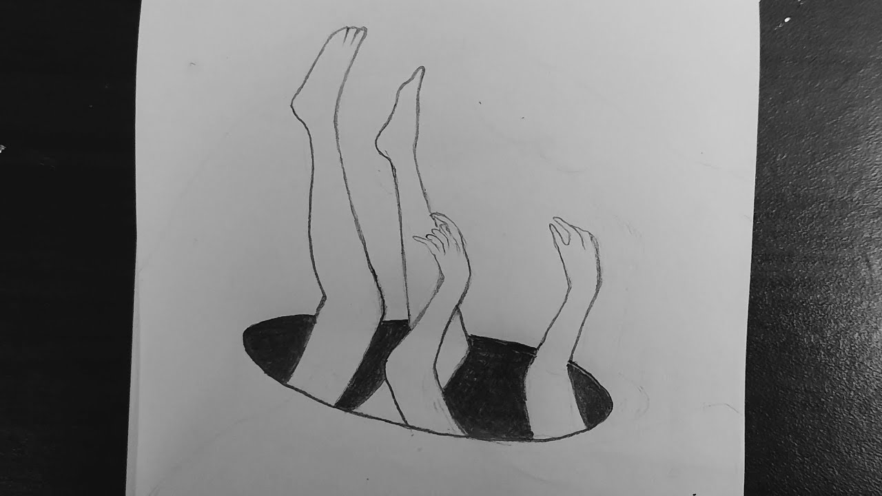 How to drawa girl falling in a hole | Woman falling art - YouTube