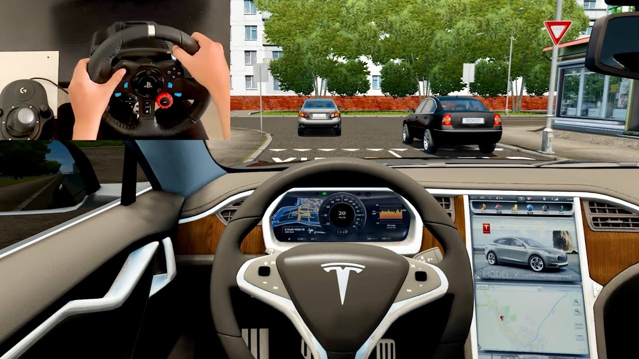 Tesla Model X - City Car Driving | Steering Wheel Gameplay - YouTube