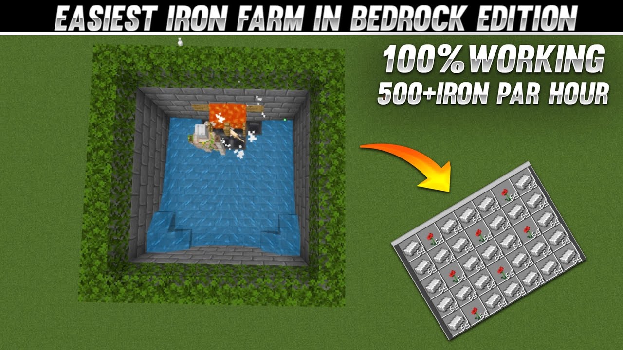1.20 Best Iron Farm in Minecraft Bedrock Edition | Minecraft Pocket ...