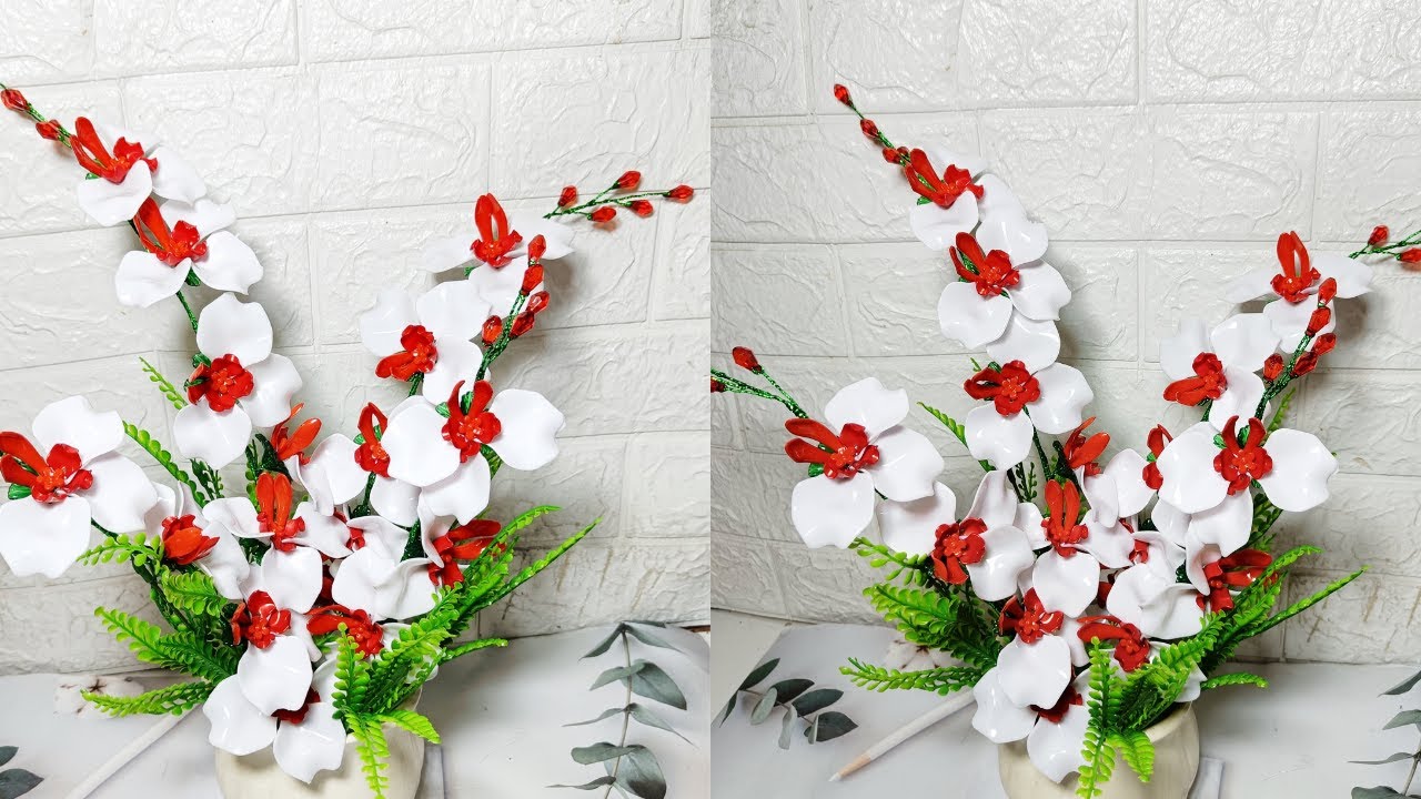 tutorial bunga anggrek dari bahan akrilik - YouTube