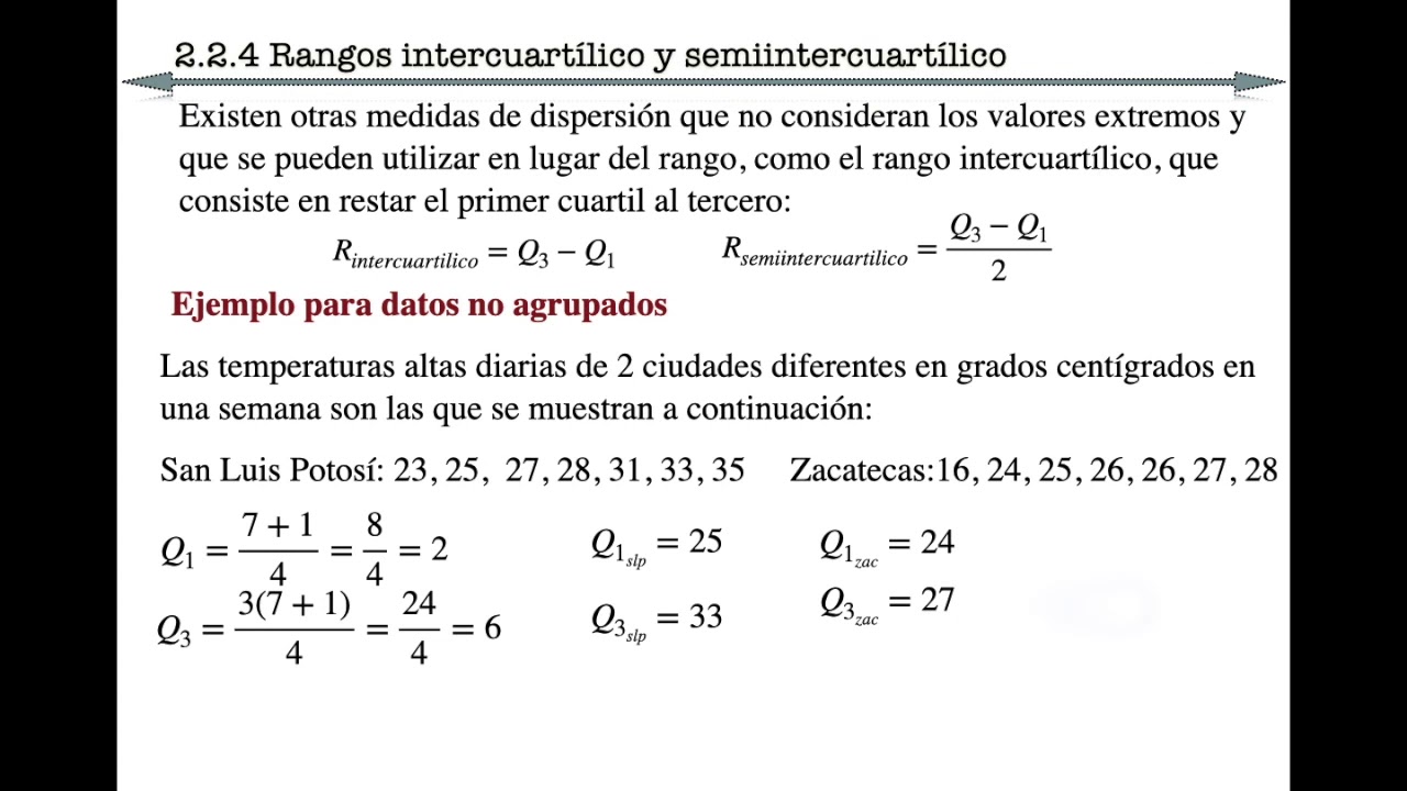 2 2 4 Rango intercuartilico y semiintercuartilico - YouTube