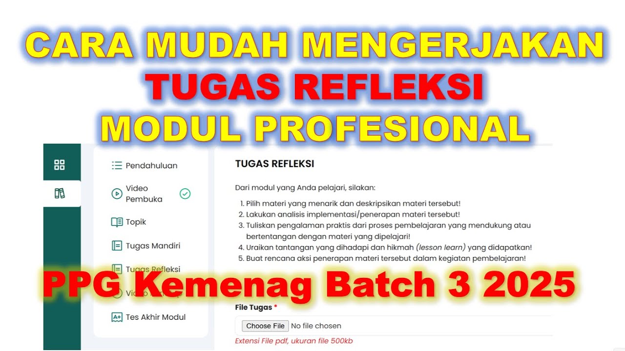 CARA MENGERJAKAN TUGAS REFLEKSI MODUL PROFESIONAL PPG DALJAB KEMENAG ...