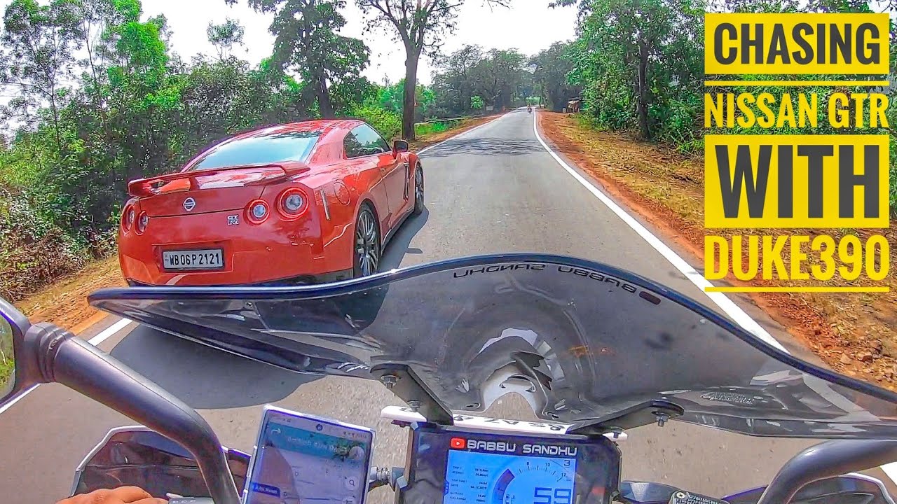 Chasing Nissan GTR with Duke 390 - YouTube