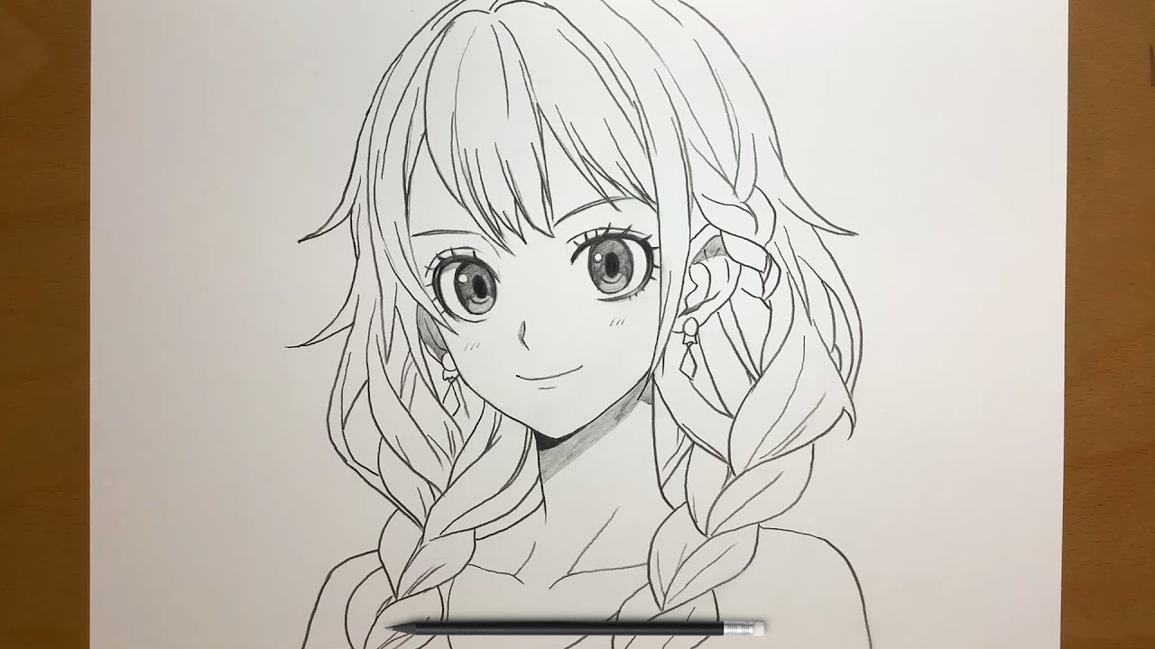 Easy anime sketch | How to draw a cute anime girl step by step ...