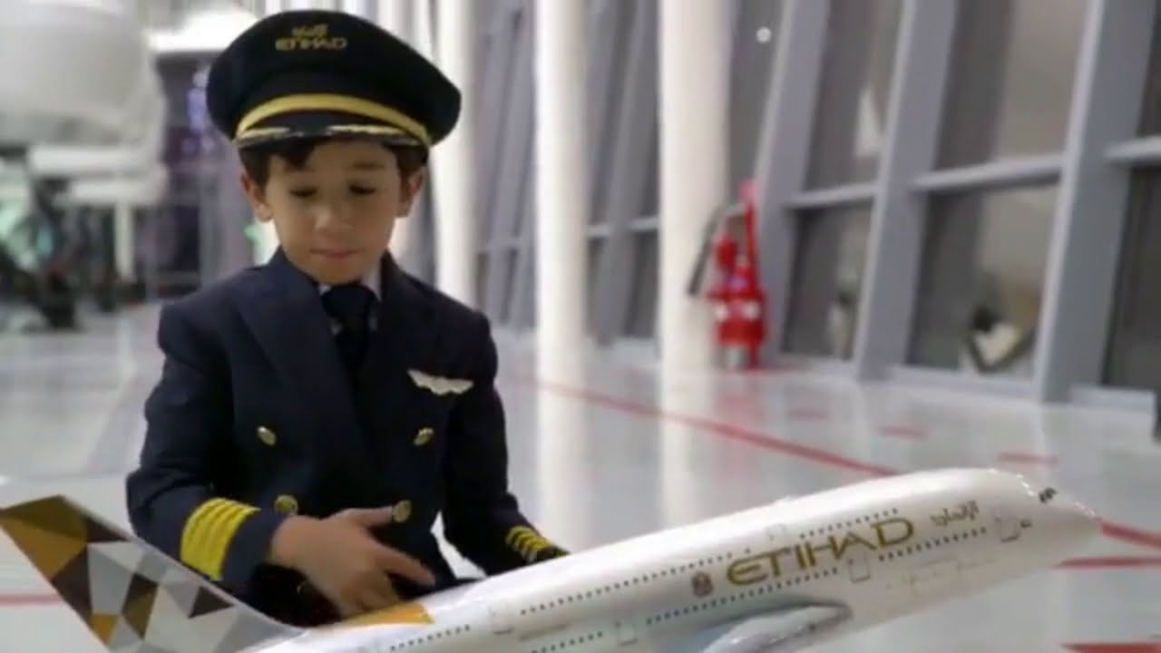 Adam KID Pilot Education With Etihad Airways National Day - YouTube