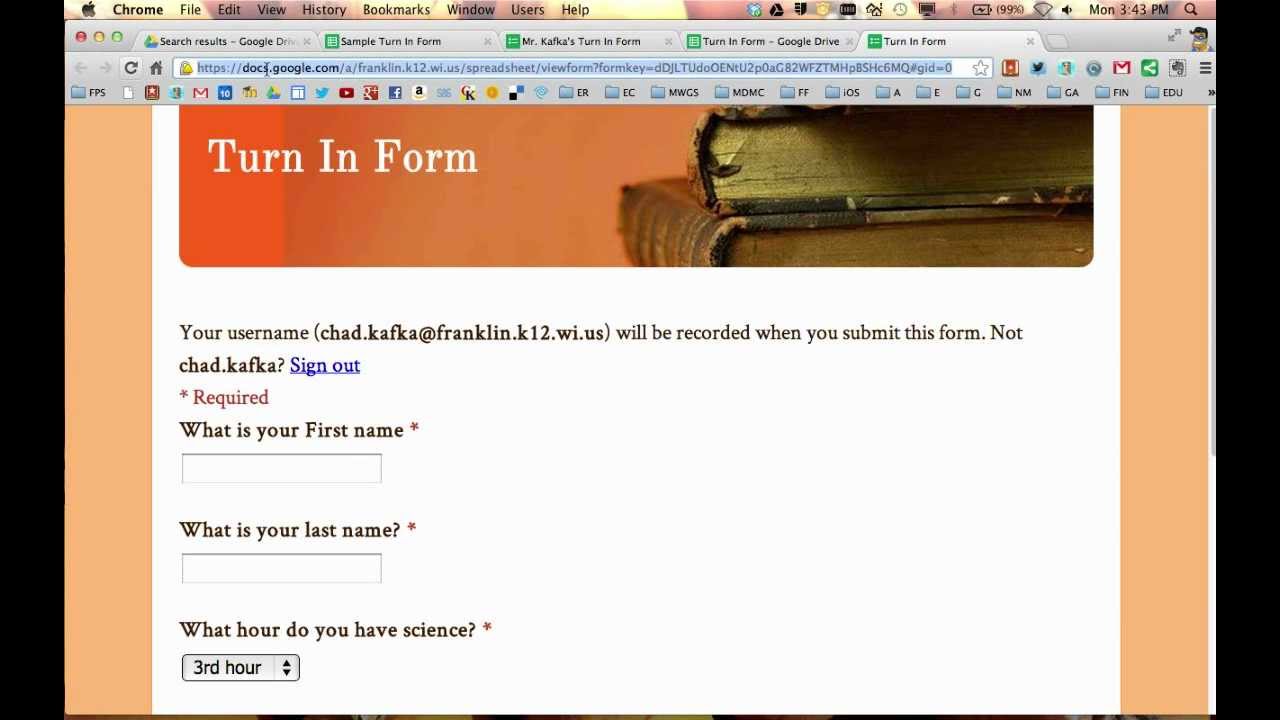 Google Forms - Creating A Turn In Form - YouTube