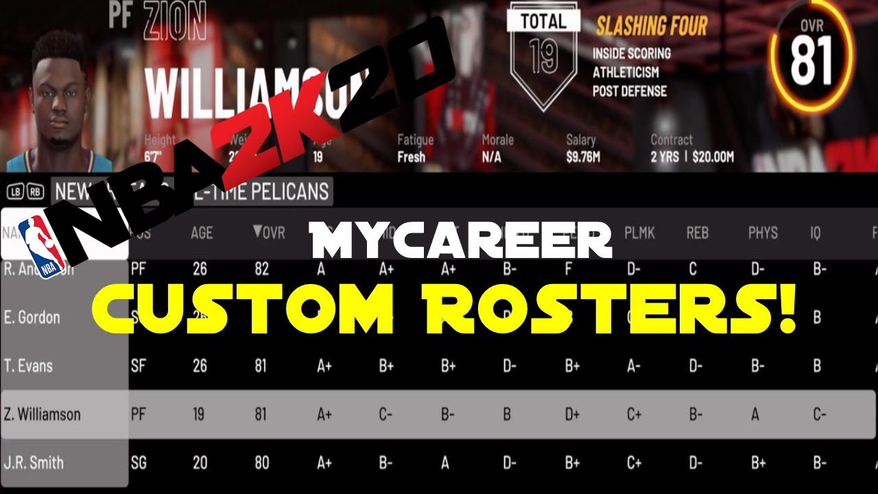 NBA 2k20 My Career CUSTOM Roster (Tutorial) - YouTube